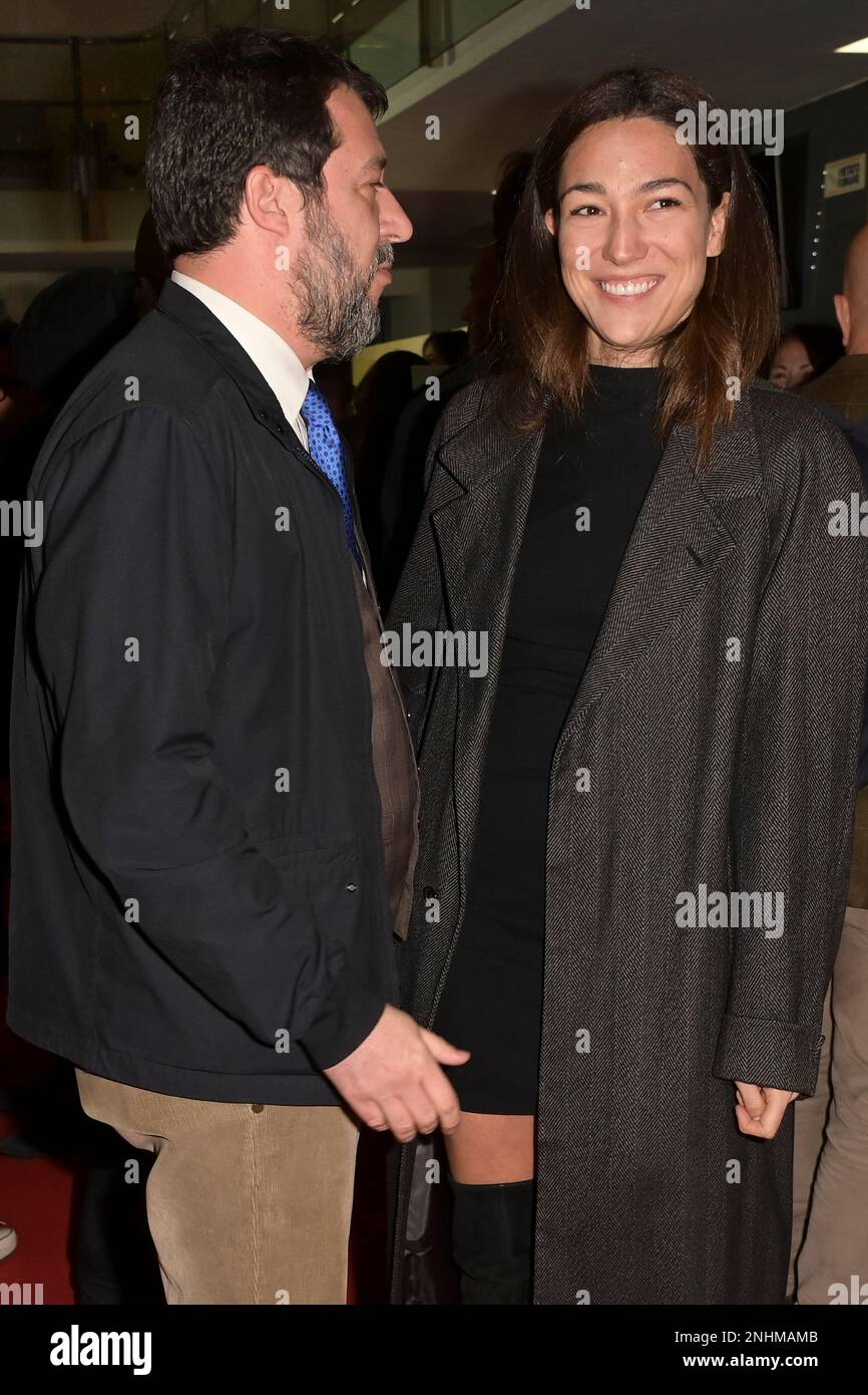 Matteo Salvini (l) and Francesca Verdini (r) attend the red carpet of ...