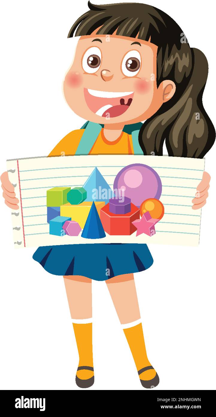 Girl holding geometry shape math illustration Stock Vector Image & Art ...
