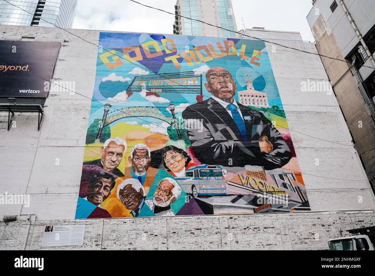 An outside mural advertising fisk university, nashville, tennessee ...