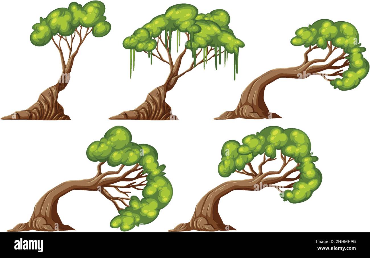 Set of different fairytale trees illustration Stock Vector Image & Art ...