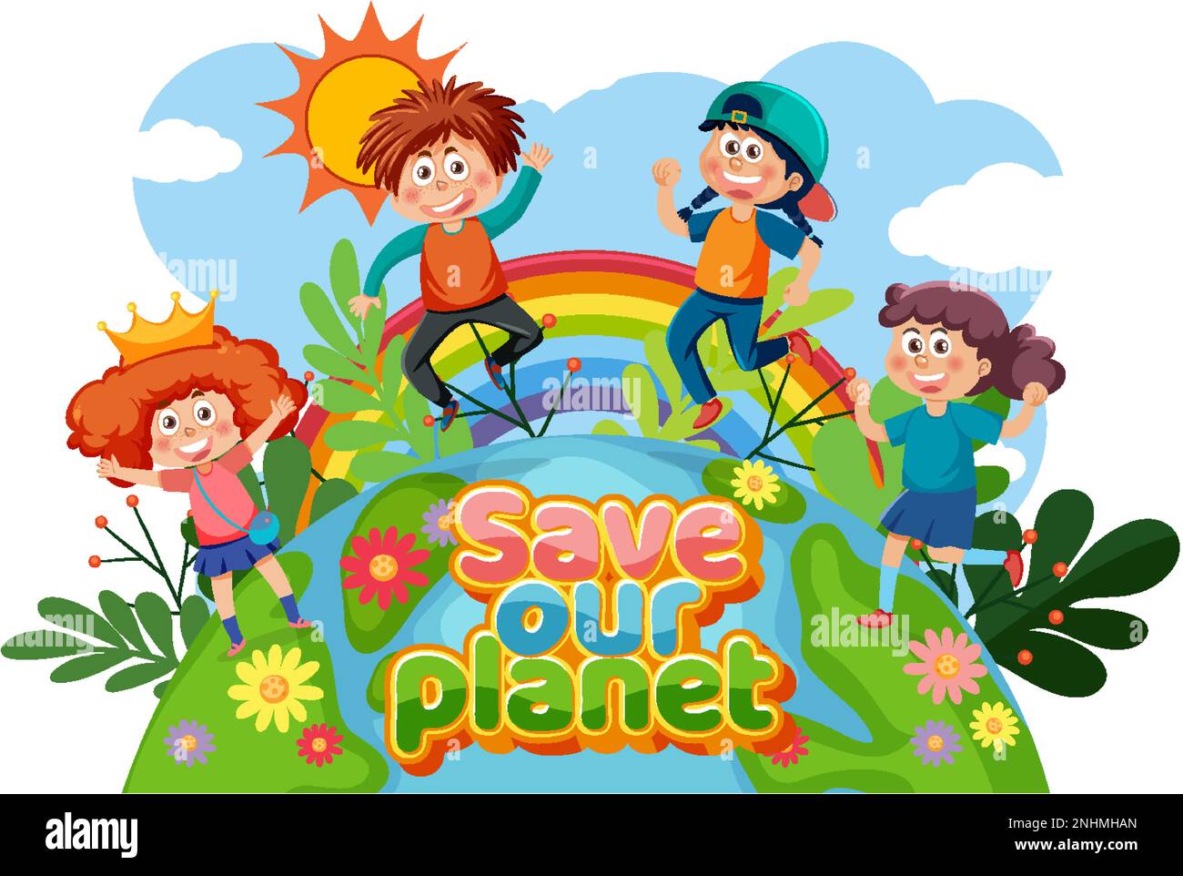 Save our planet text for banner or poster design illustration Stock ...