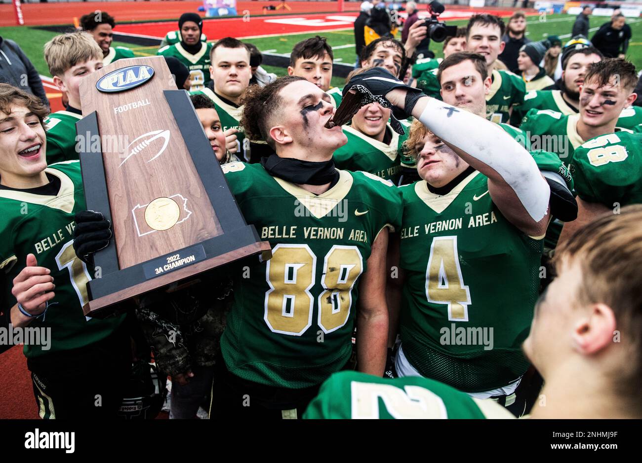 Belle Vernon's Aiden Johnson takes a bite of a candy bar after ...