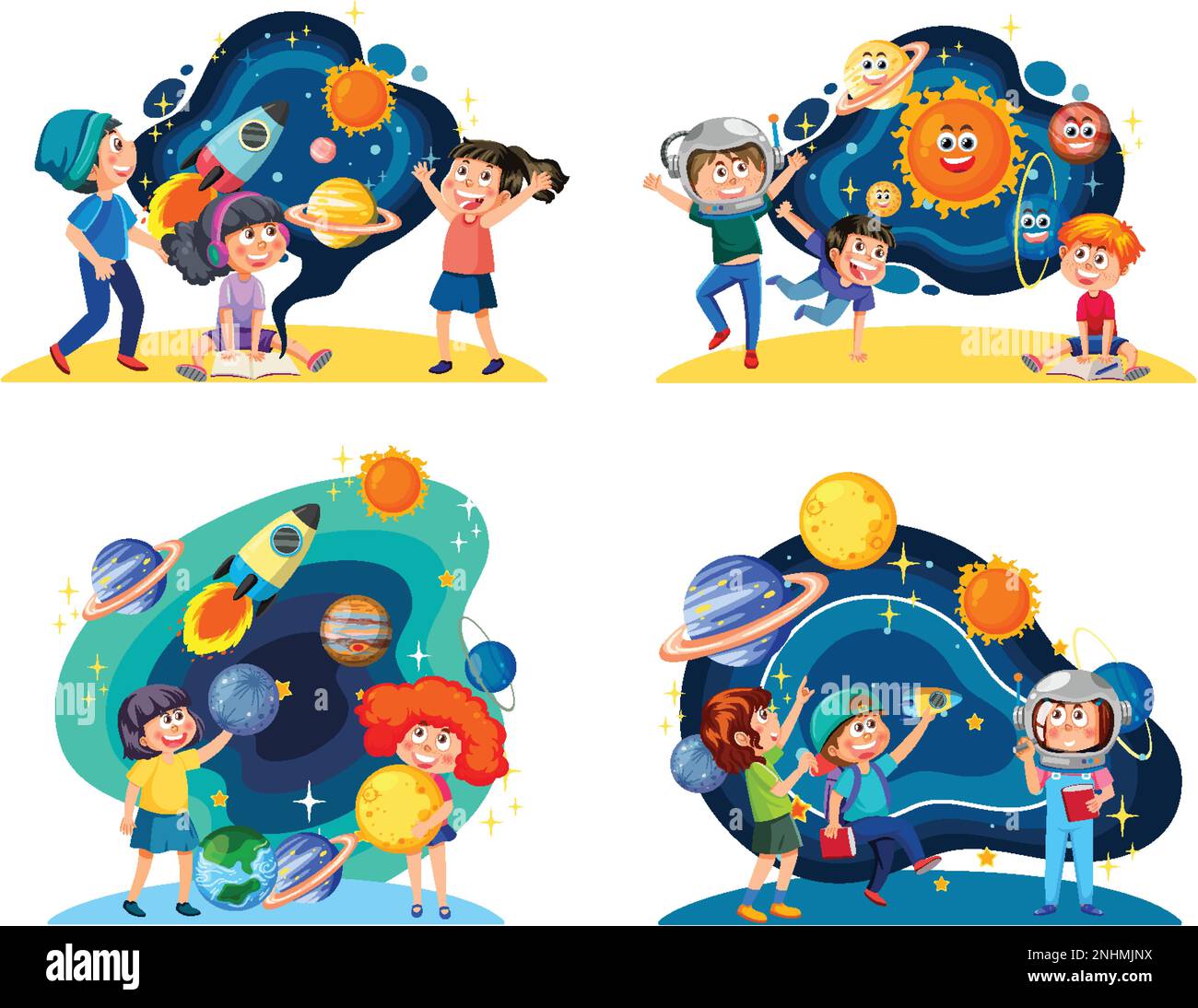 Kids in space theme illustration Stock Vector Image & Art - Alamy