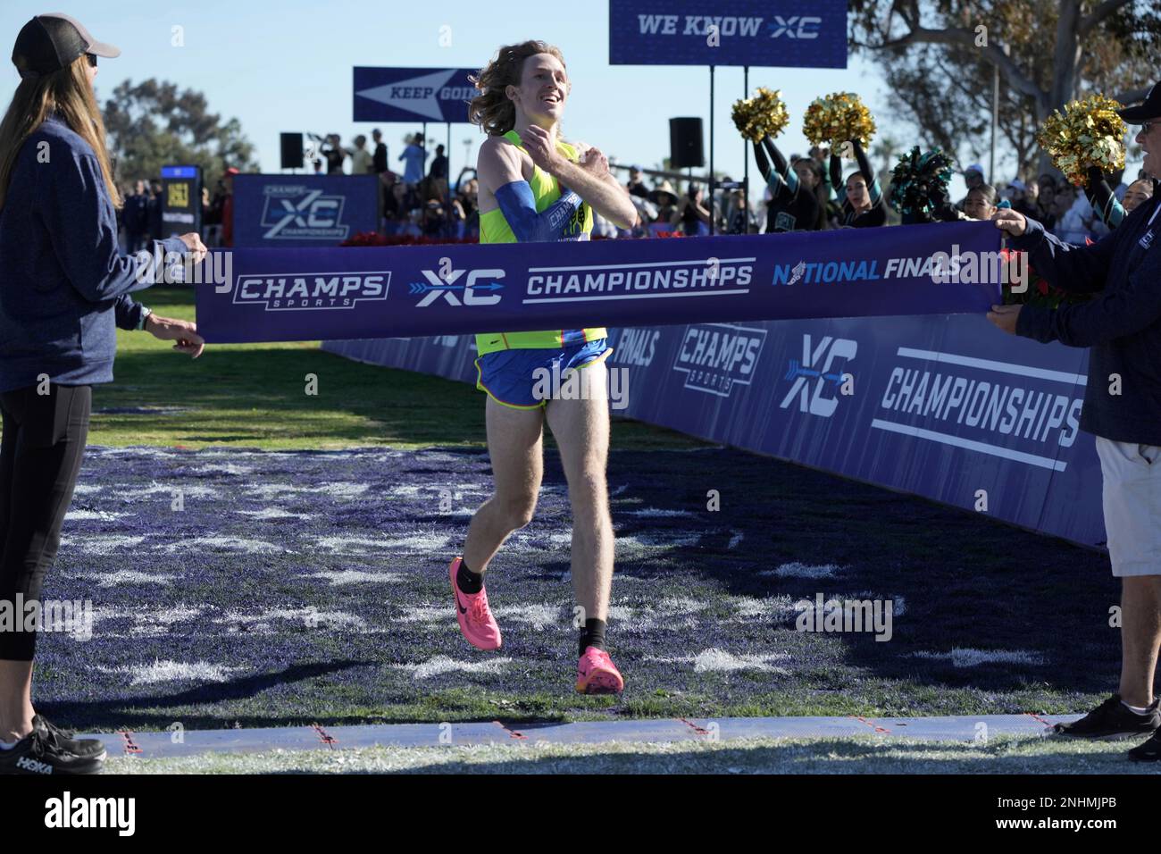 Kole Mathison celebrates after wining the boys race in 14:46.6 at the ...