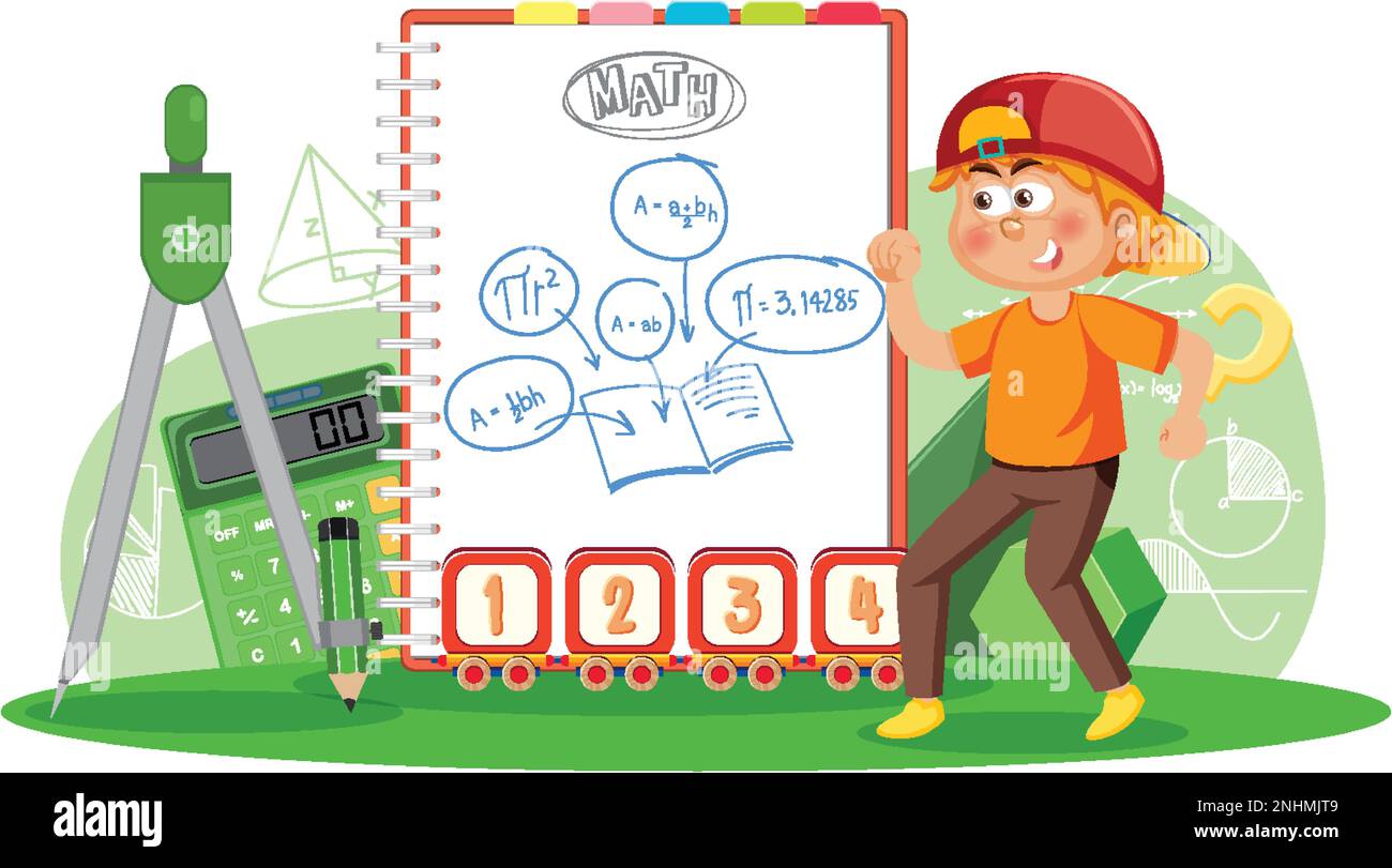 Boy with math equation banner illustration Stock Vector Image & Art - Alamy