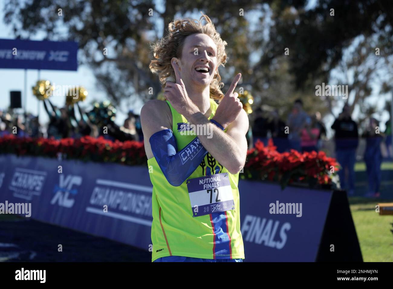 Kole Mathison celebrates after wining the boys race in 14:46.6 at the ...