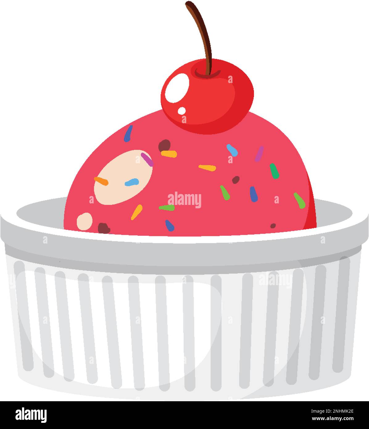 Strawberry ice cream simple cartoon illustration Stock Vector Image ...