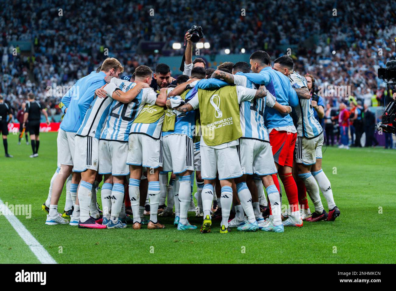 LUSAIL, - DECEMBER 09: Argentina celebrates their win in the ...