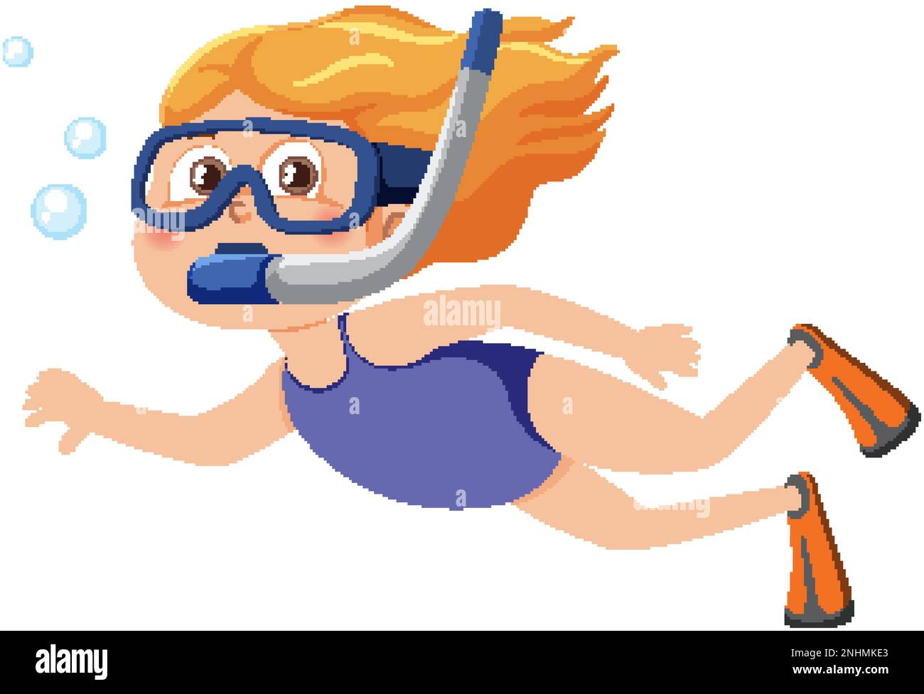 Cartoon illustration girl snorkeling mask Stock Vector Images - Alamy