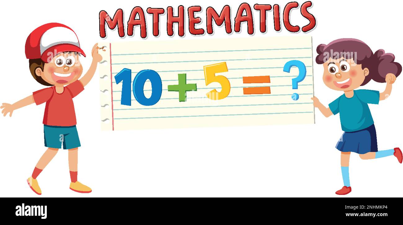 Children cartoon character with math and number theme illustration ...