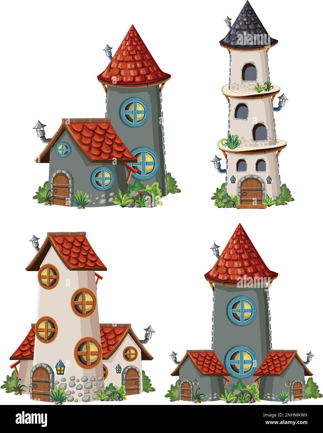 A set of different fairytale towers illustration Stock Vector Image ...