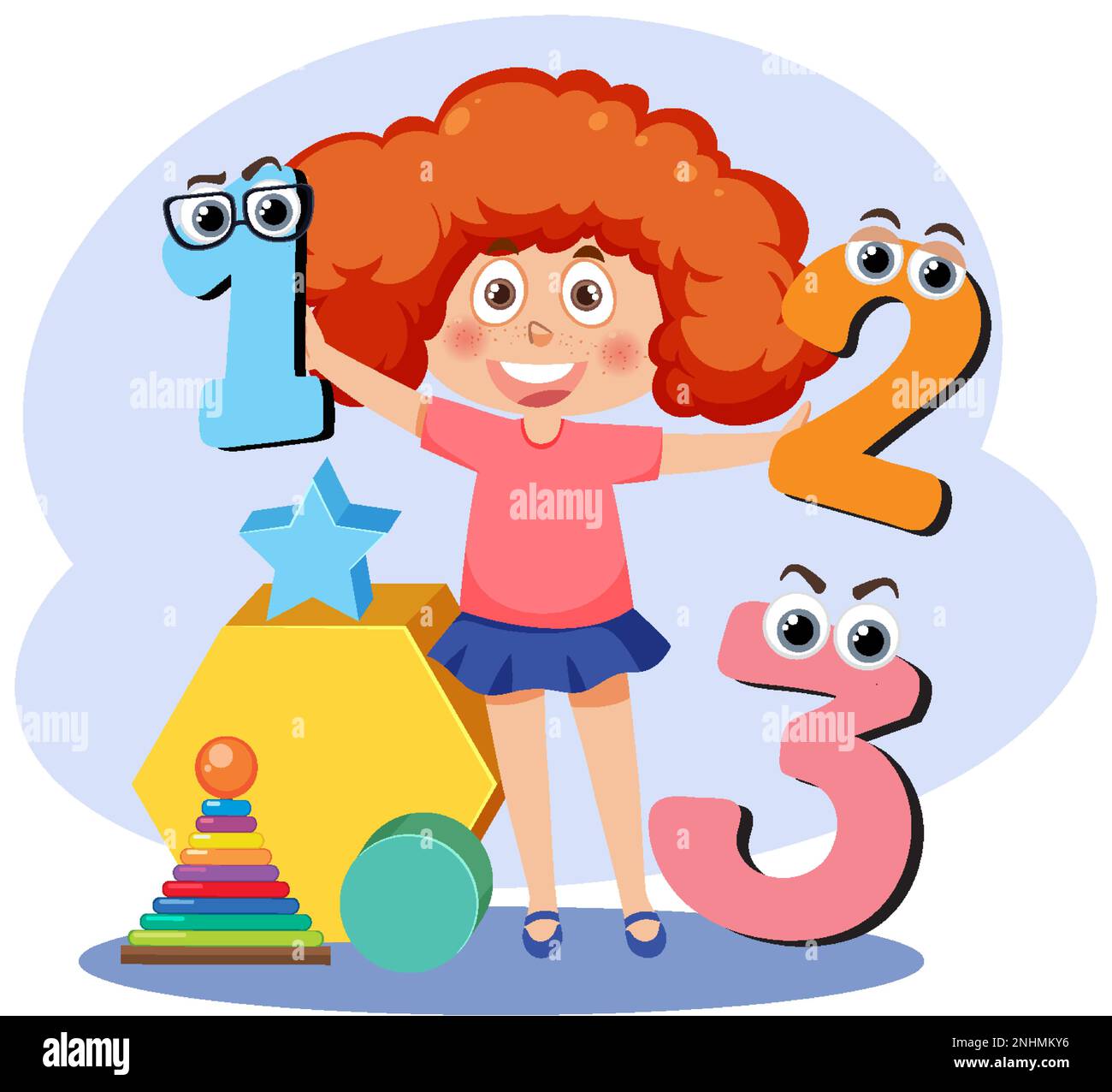 Girl with math number banner illustration Stock Vector Image & Art - Alamy