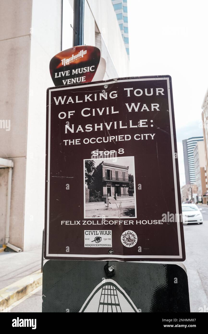 Nashville walking tour sign hi-res stock photography and images - Alamy
