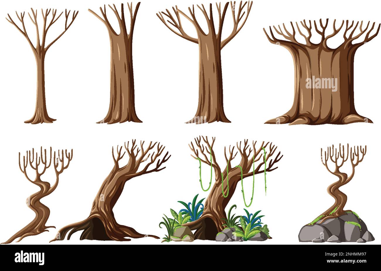 Set of different fairytale trees illustration Stock Vector Image & Art ...