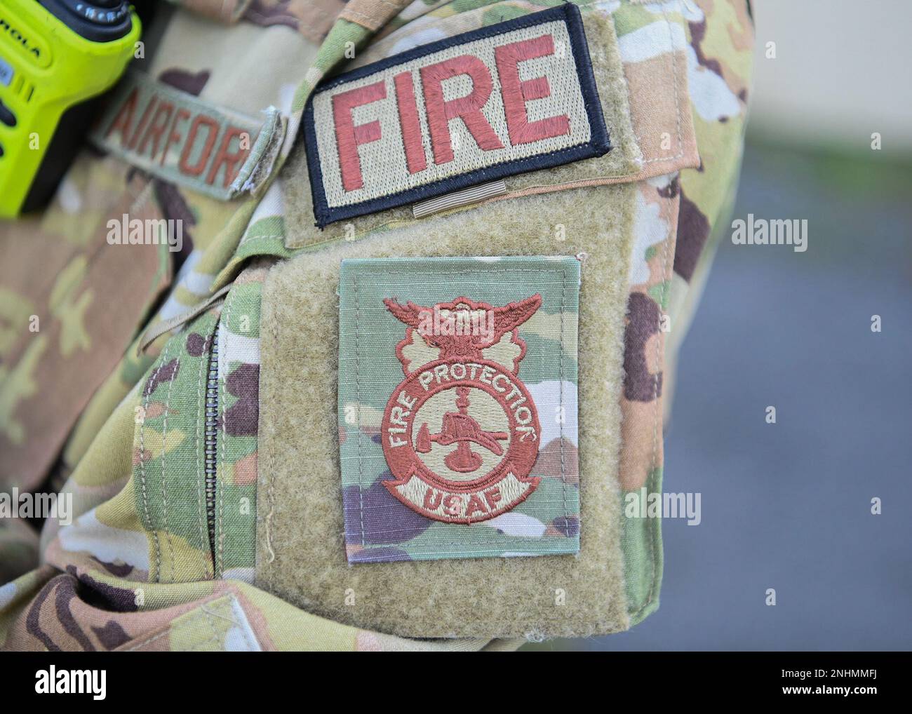 A 316th Civil Engineer Squadron firefighter wears the United States Air ...