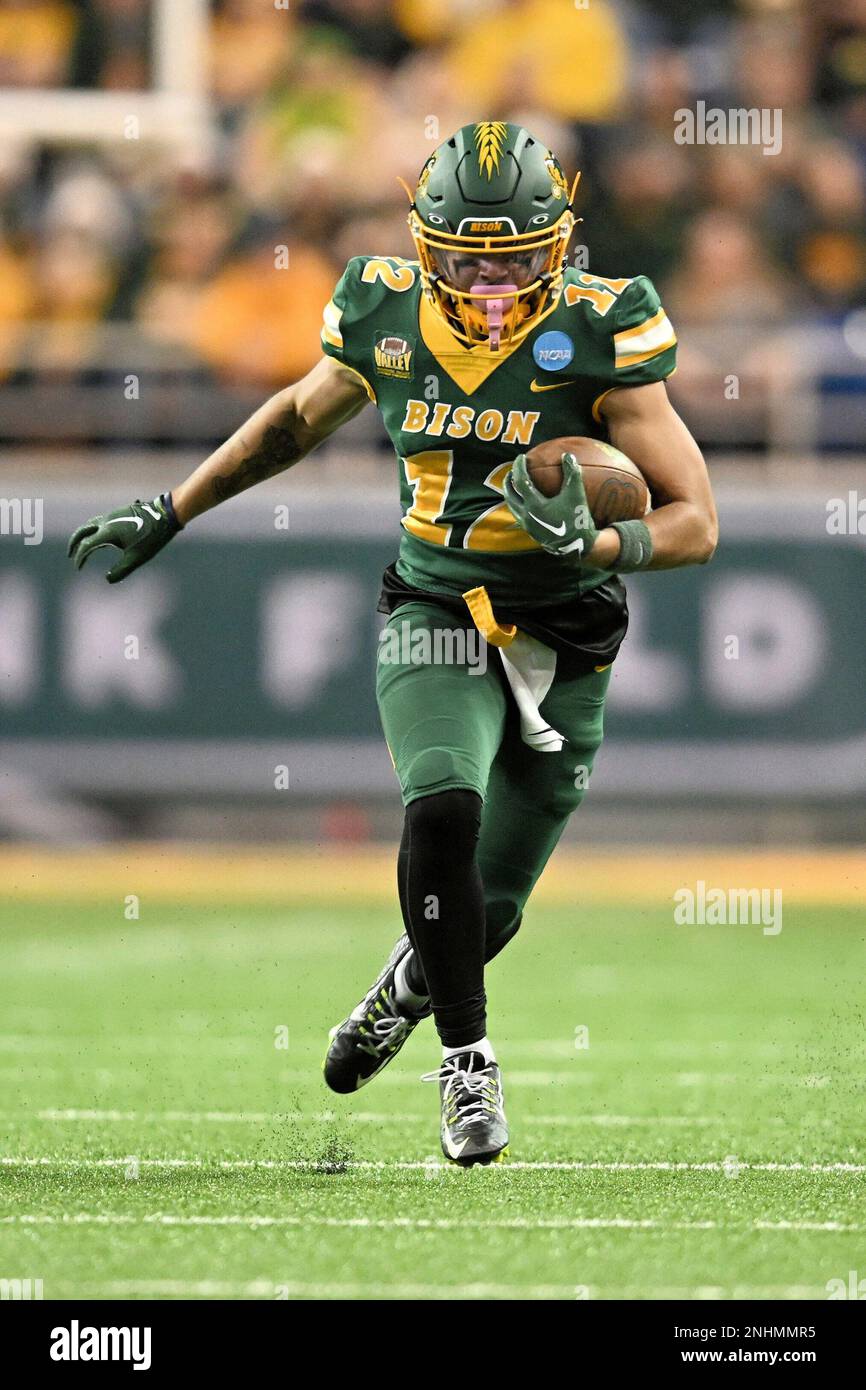 North Dakota State Bison wide receiver Braylon Henderson (12) runs with ...