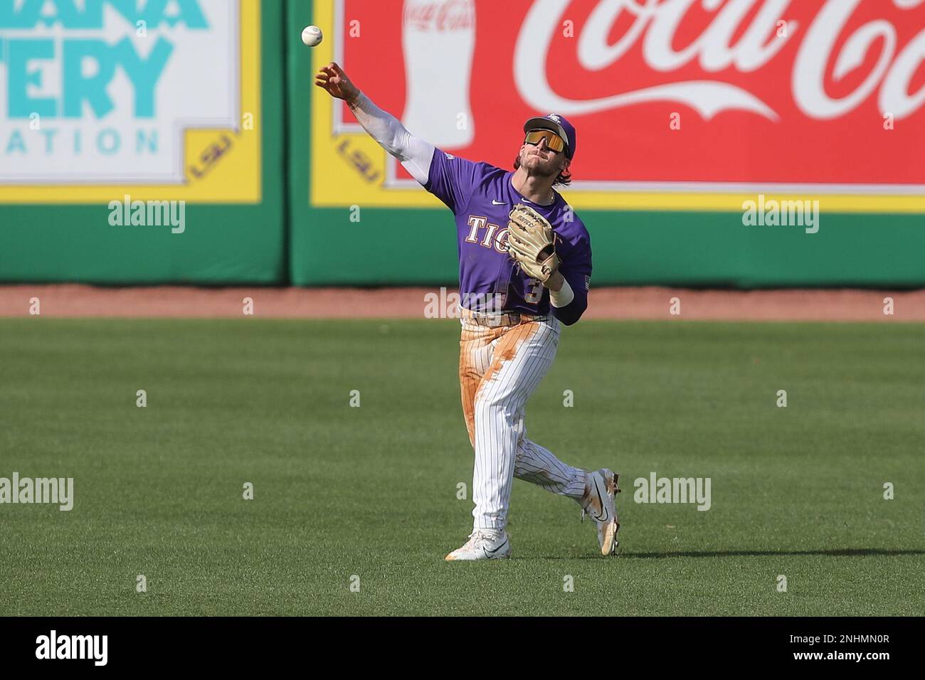 Baton Rouge, LA, USA. 21st Feb, 2023. LSU outfielder Dylan Crews (3 ...