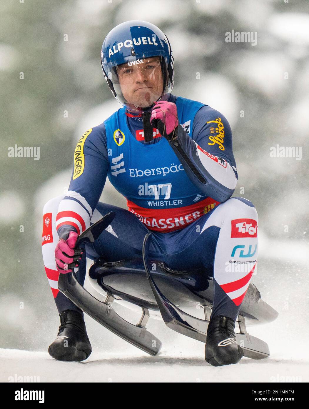 Wolfgang Kindl, of Austria, crosses the finish line after his run of ...