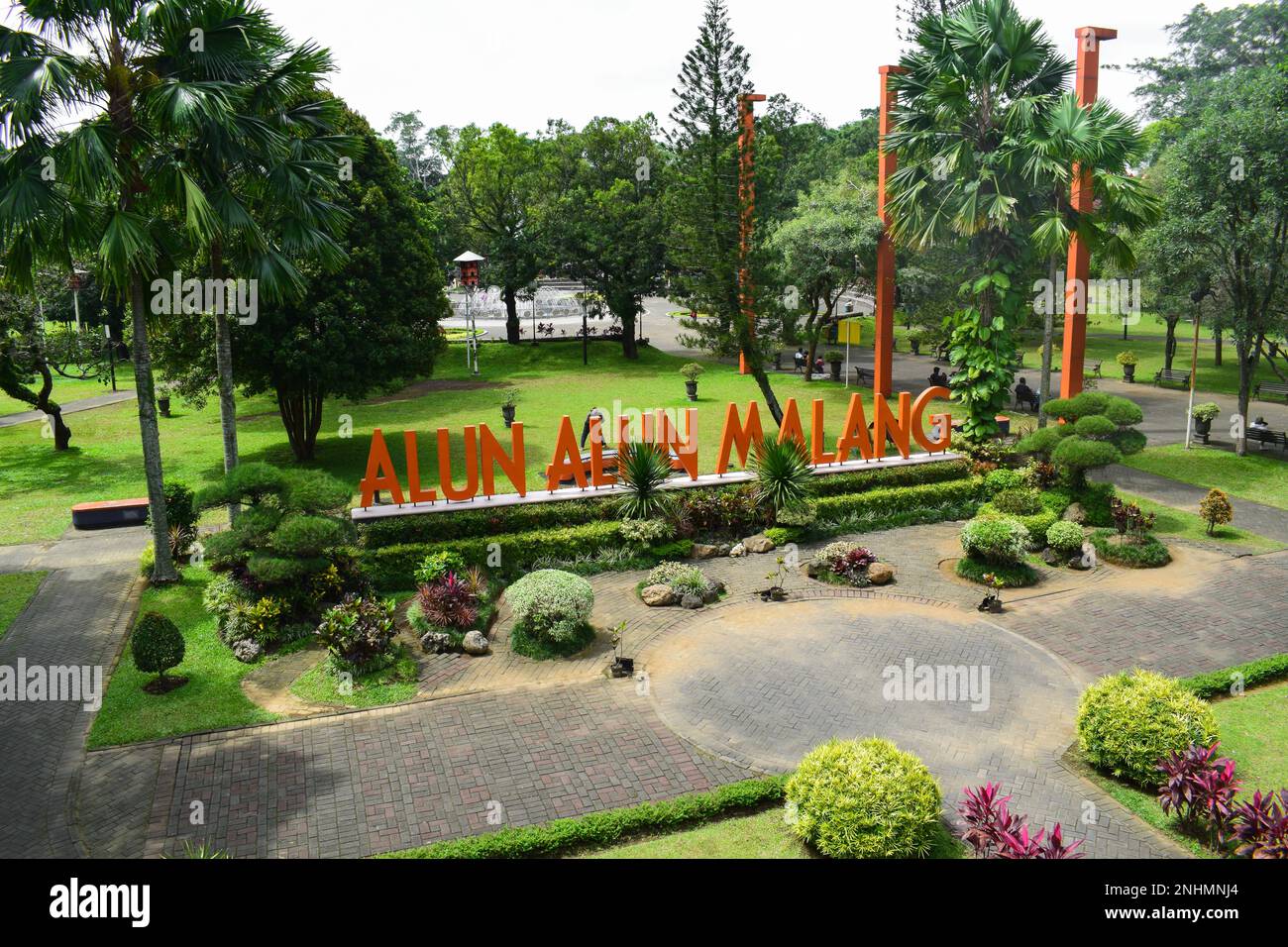 Malang iconic Tourism. Malang city square in the morning Stock Photo ...