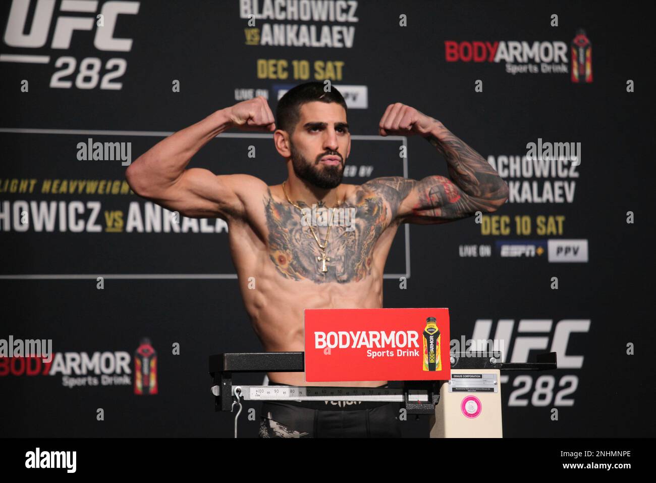 LAS VEGAS, NV - DECEMBER 9: Ilia Topuria weighs in for their UFC 282 ...