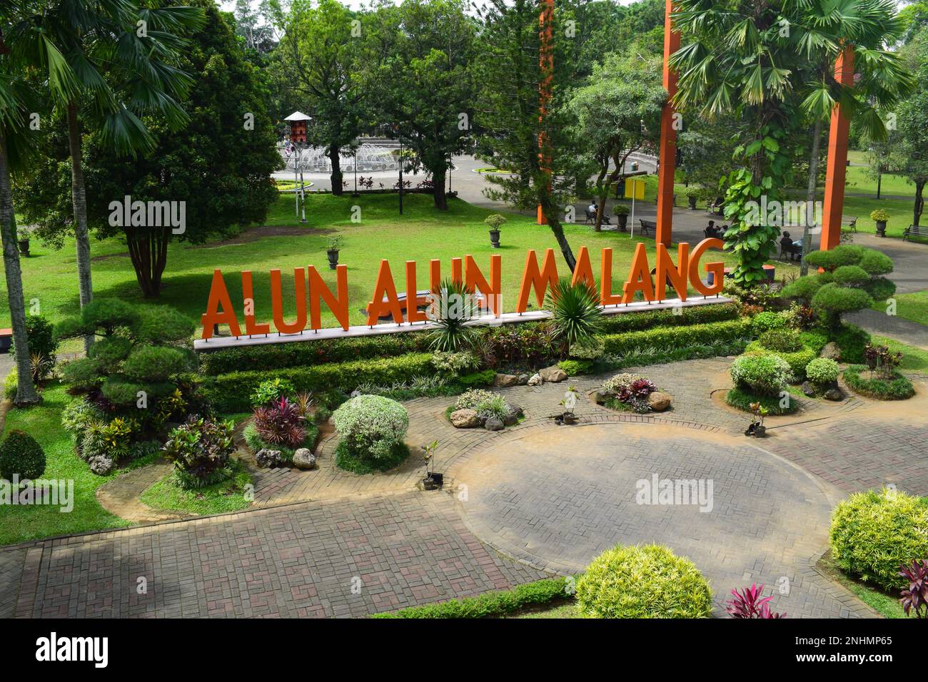 Malang iconic Tourism. Malang city square in the morning Stock Photo ...