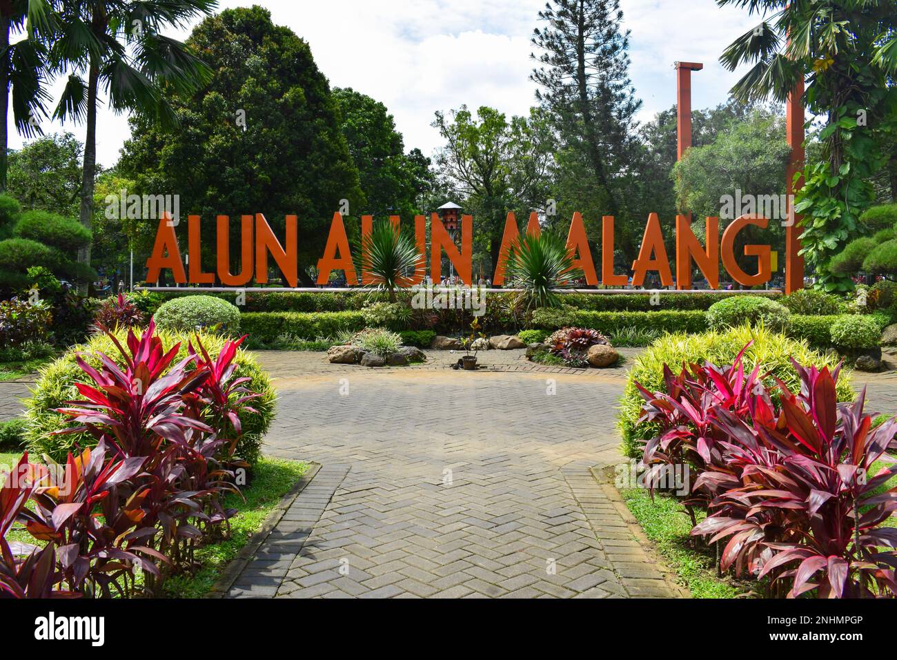 Malang iconic Tourism. Malang city square in the morning Stock Photo ...