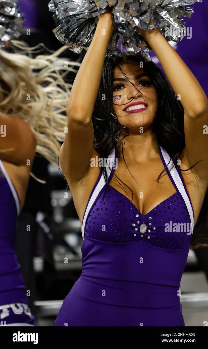 A Tcu Showgirls Dance Team Member Performs During An Ncaa College