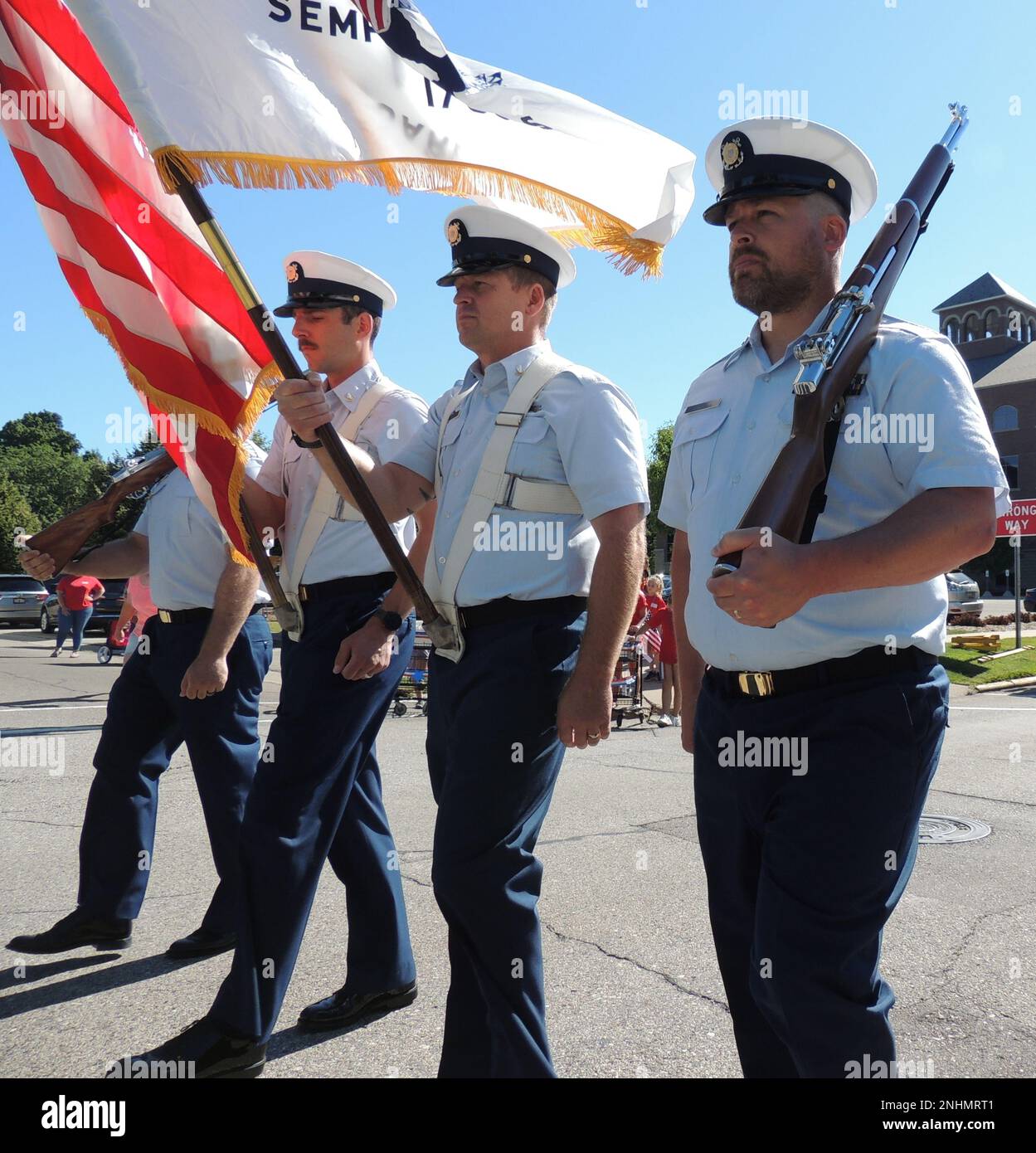 A Coast Guard color guard from Grand Haven-area units leads the Kids ...