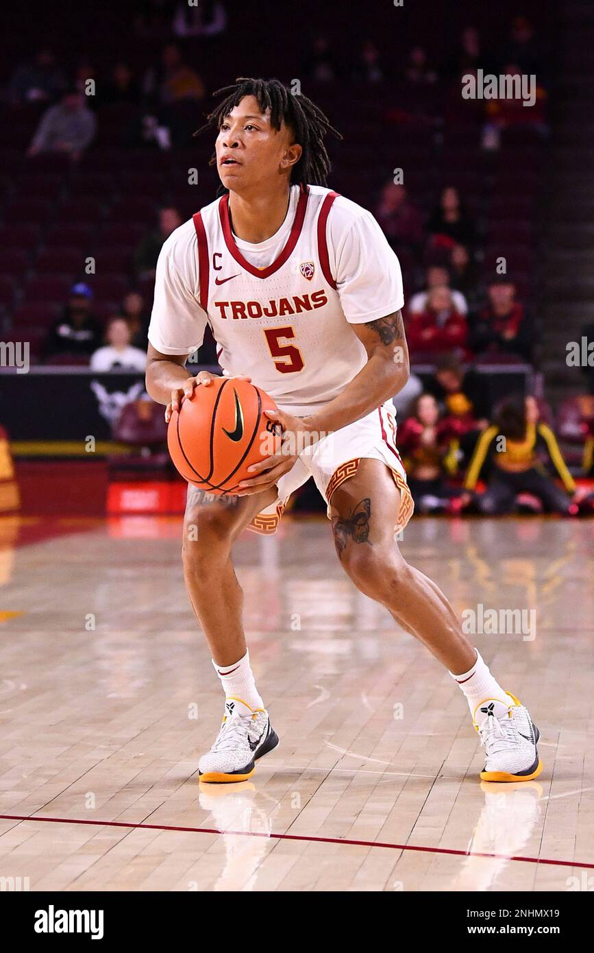 LOS ANGELES, CA - DECEMBER 07: USC Trojans guard Boogie Ellis (5) gets ...