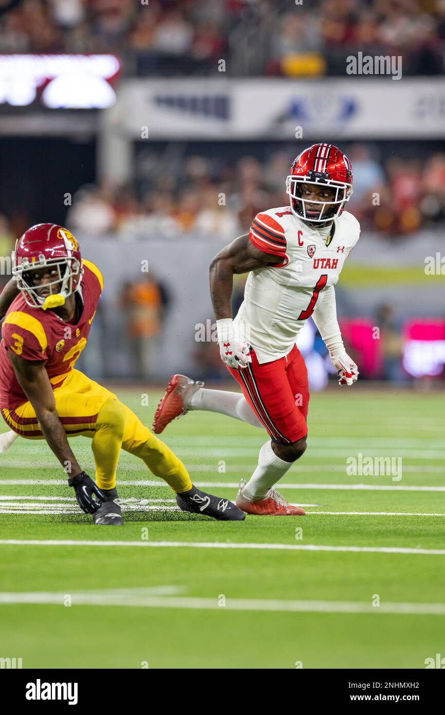 Utah defensive back Clark Phillips III (1) against USC in the Pac 12 ...