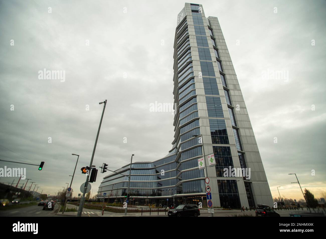 An external view of the new headquarters of the Hungarian Oil and Gas ...