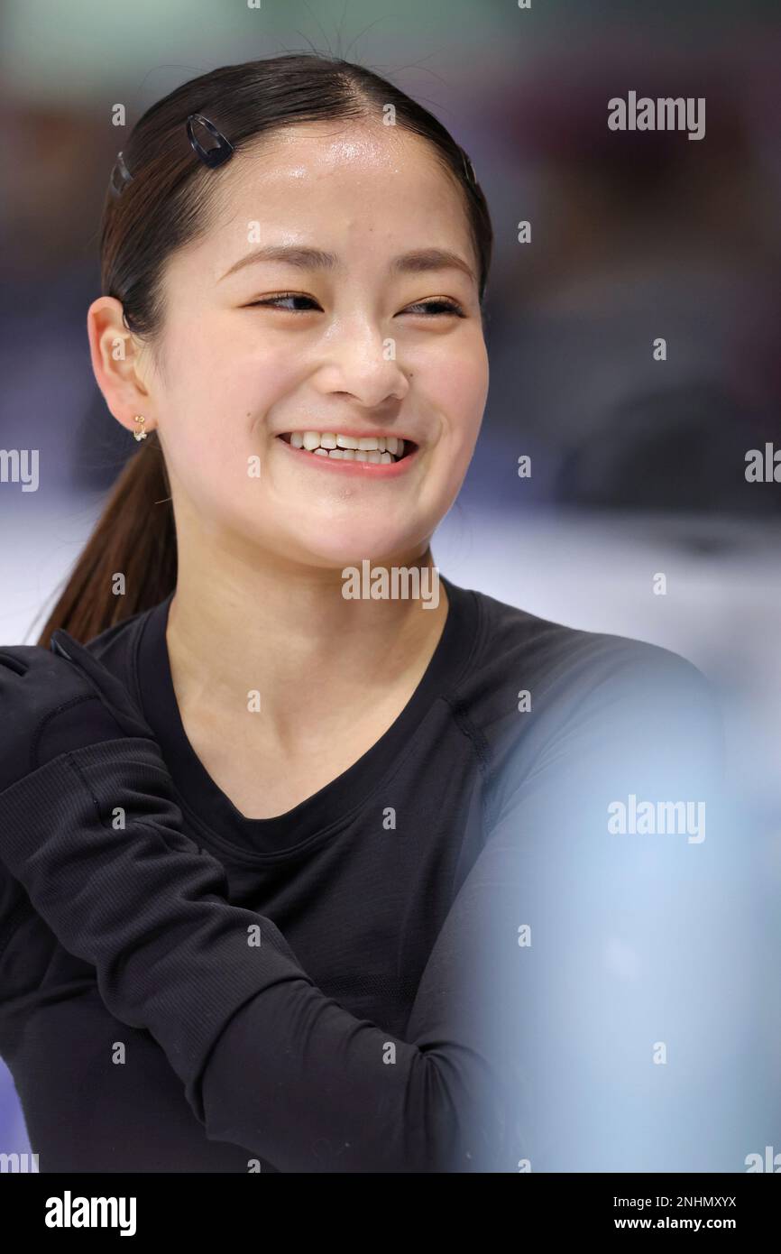 Japanese Rinka Watanabe attends an official practice session on the ice ...