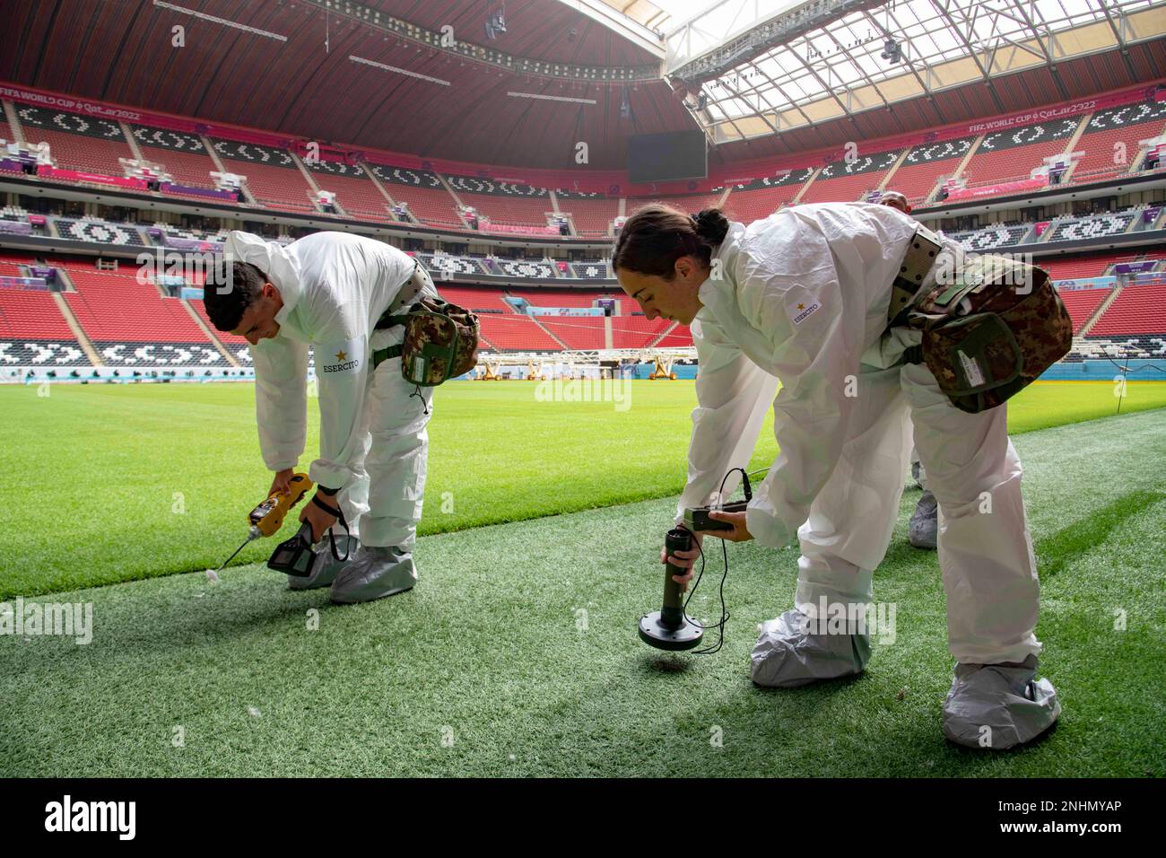 Italian military conducts a bomb sweep in Al Bayt Stadium, in Doha ...