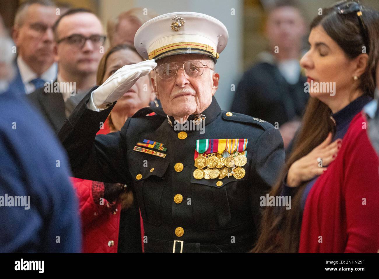 Anthony Stabile, 95, of York, Pa., a Marine veteran of WWII, Korea, and ...