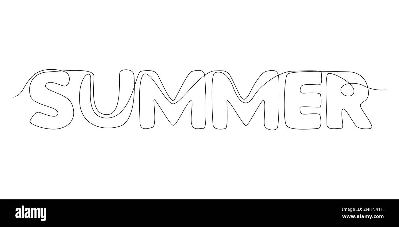 One continuous line of Summer word. Thin Line Illustration vector ...