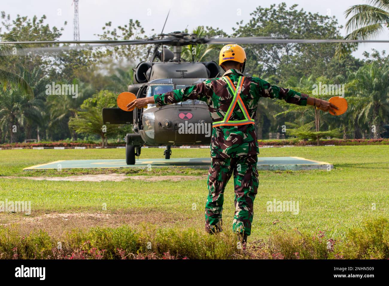 A UH-60M Black Hawk helicopter assigned to Alpha "Axemen" Company, 2 ...