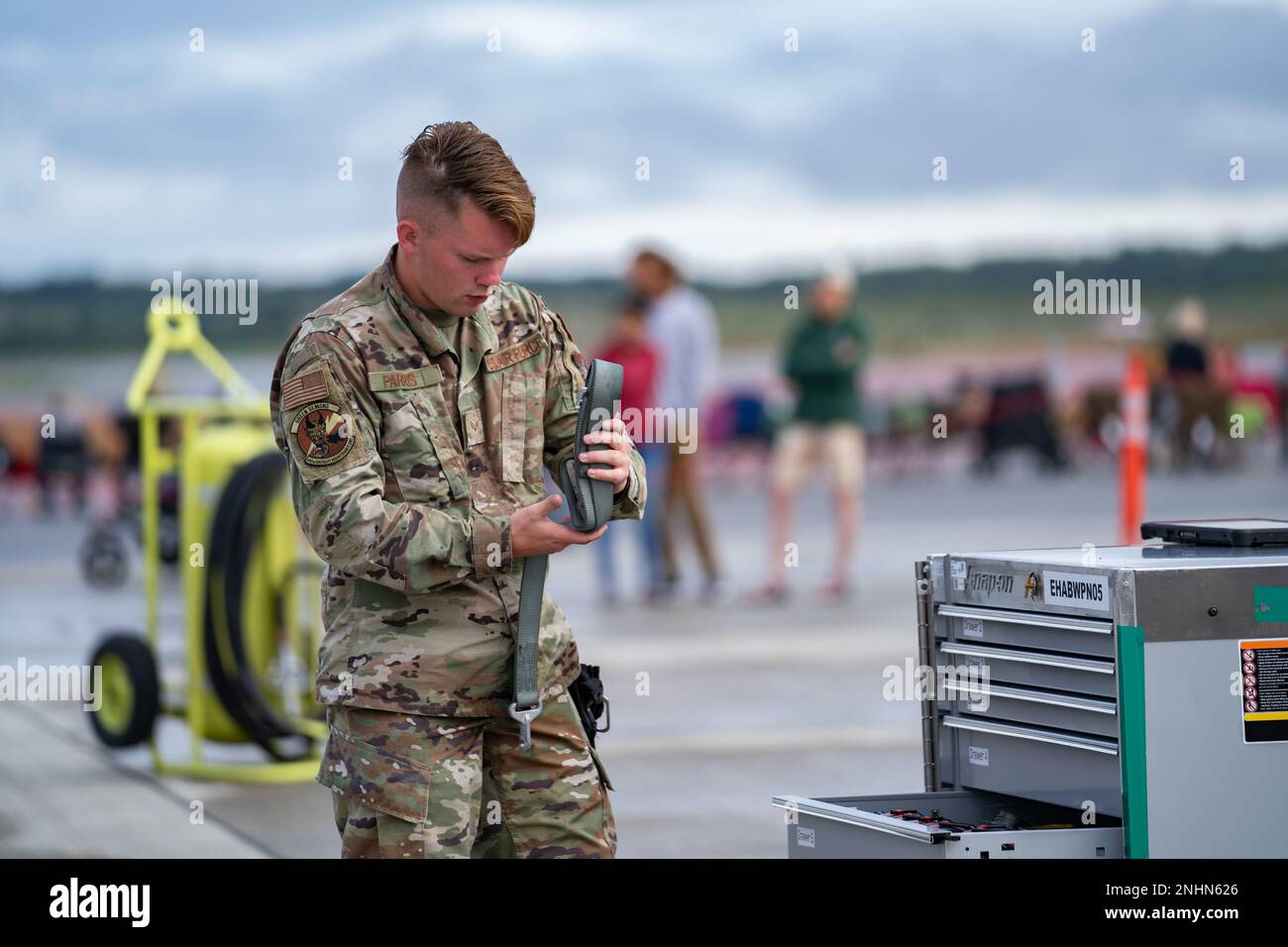 U.S. Air Force Senior Airman Gavin Parris, weapons load crew member ...