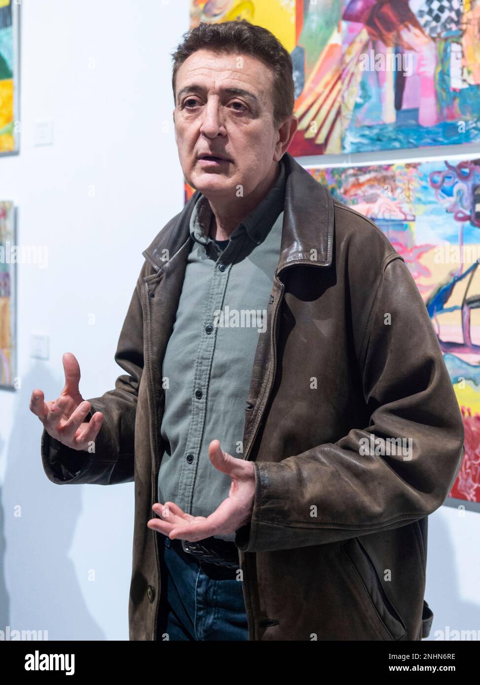 Singer Manolo García in his exhibition at the Casa de Vacas Cultural ...