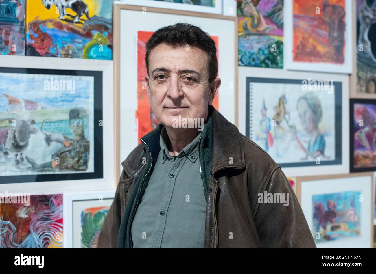 Manolo García poses next to the works in his exhibition at the Casa de ...
