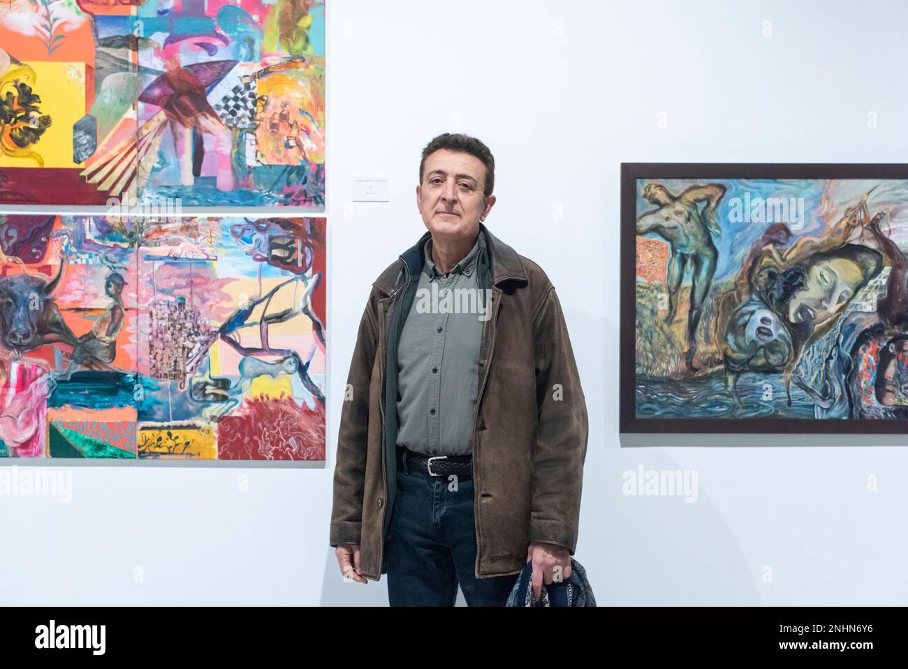 Manolo García poses next to the works in his exhibition at the Casa de ...