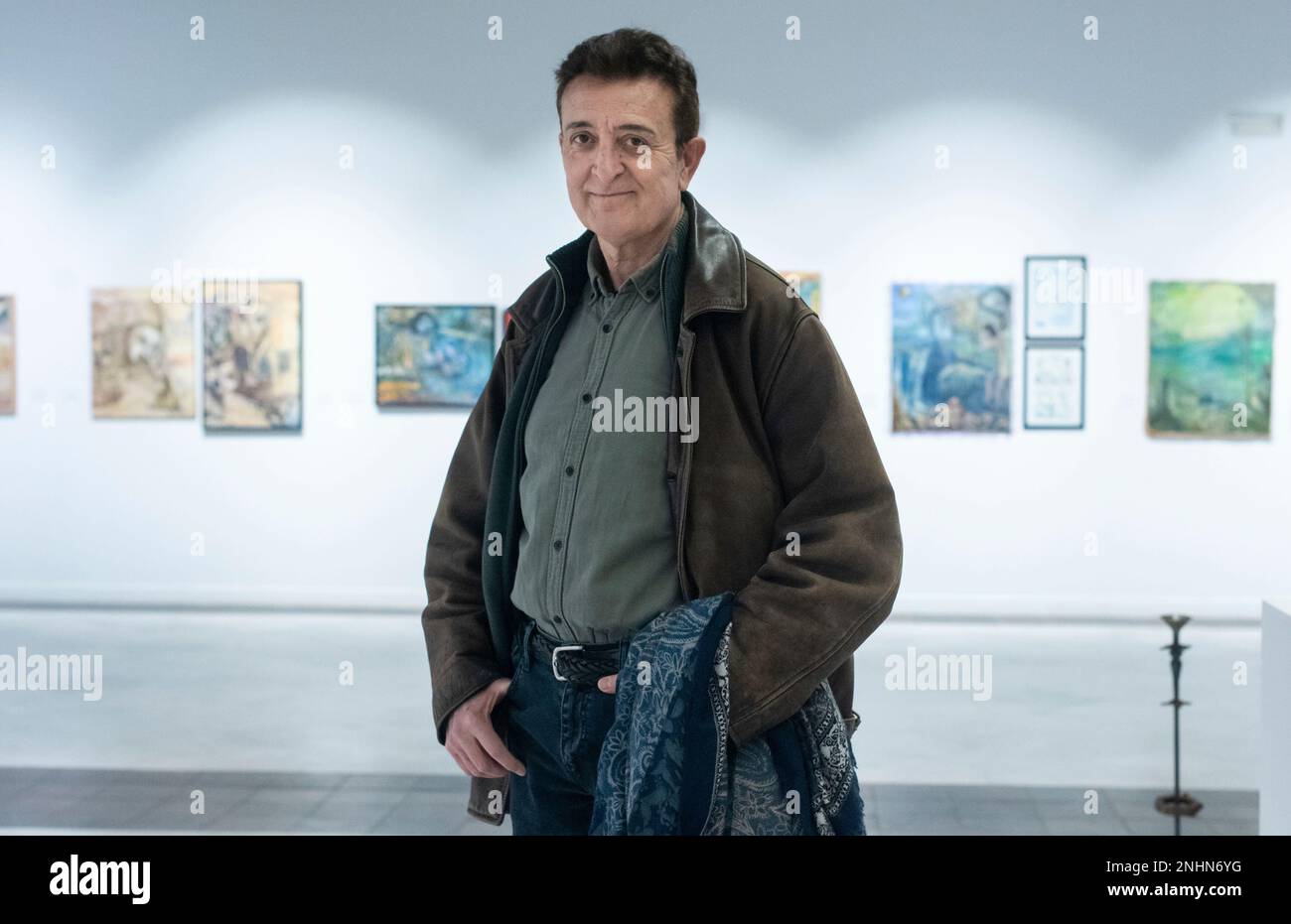 Manolo García poses next to the works in his exhibition at the Casa de ...