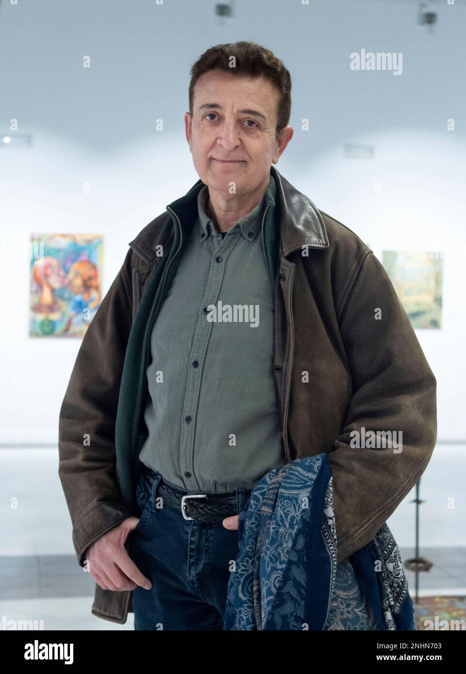 Manolo García poses next to the works in his exhibition at the Casa de ...