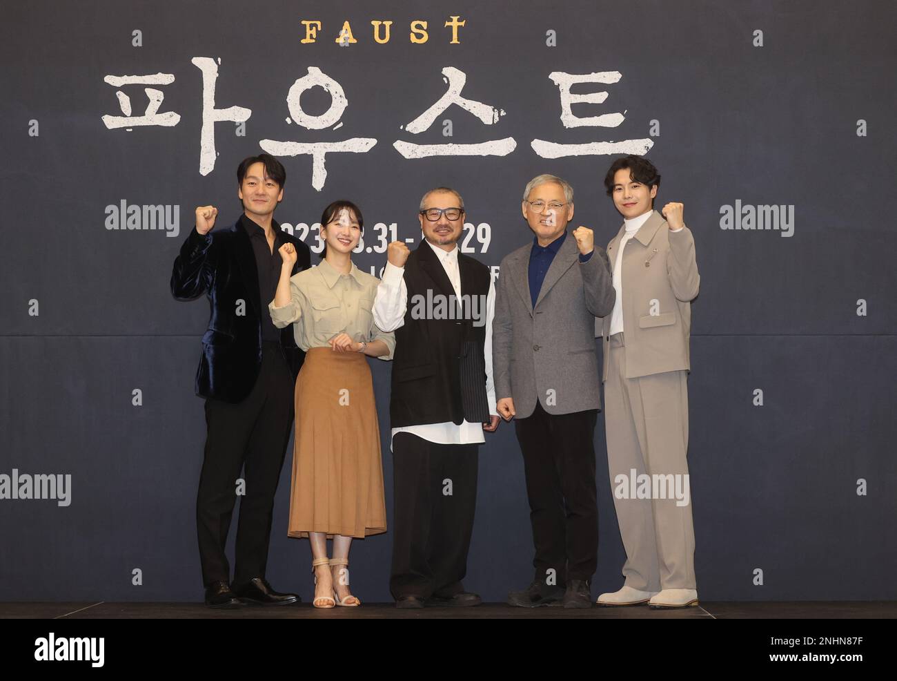 22nd Feb, 2023. Musical 'Faust' The stars of the new play "Faust" -- Park Hae-soo, Won Jin-ah ...