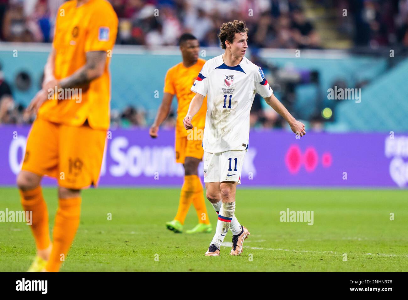 DOHA, - DECEMBER 03: USA forward Brenden Aaronson during the round of ...