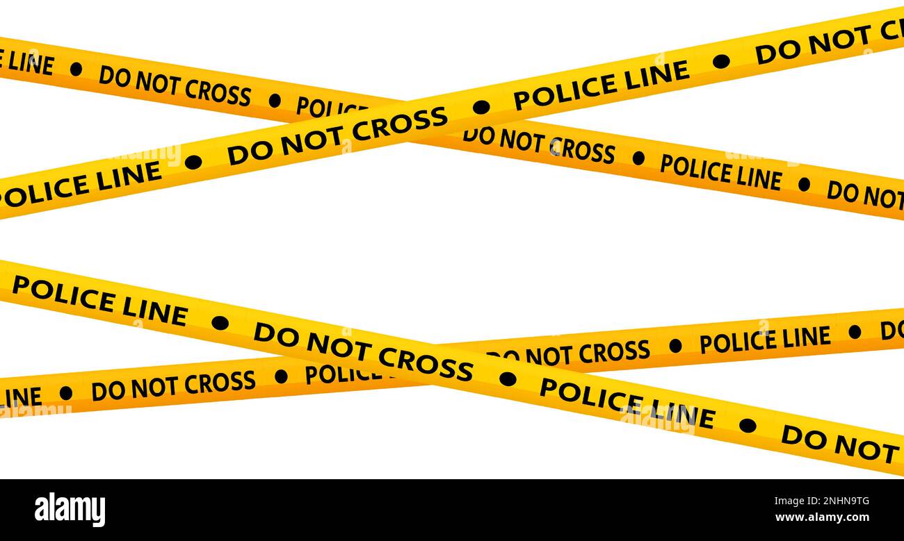 Police line do not cross tapes. Crossed yellow and black caution ...