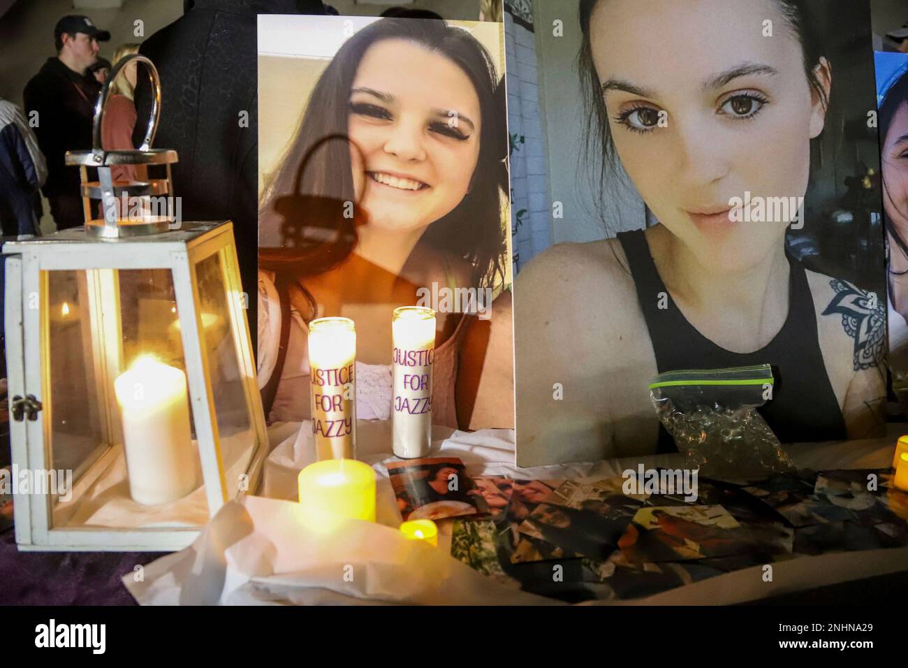 Photographs of murder victim Jasmine Pace are displayed during a ...