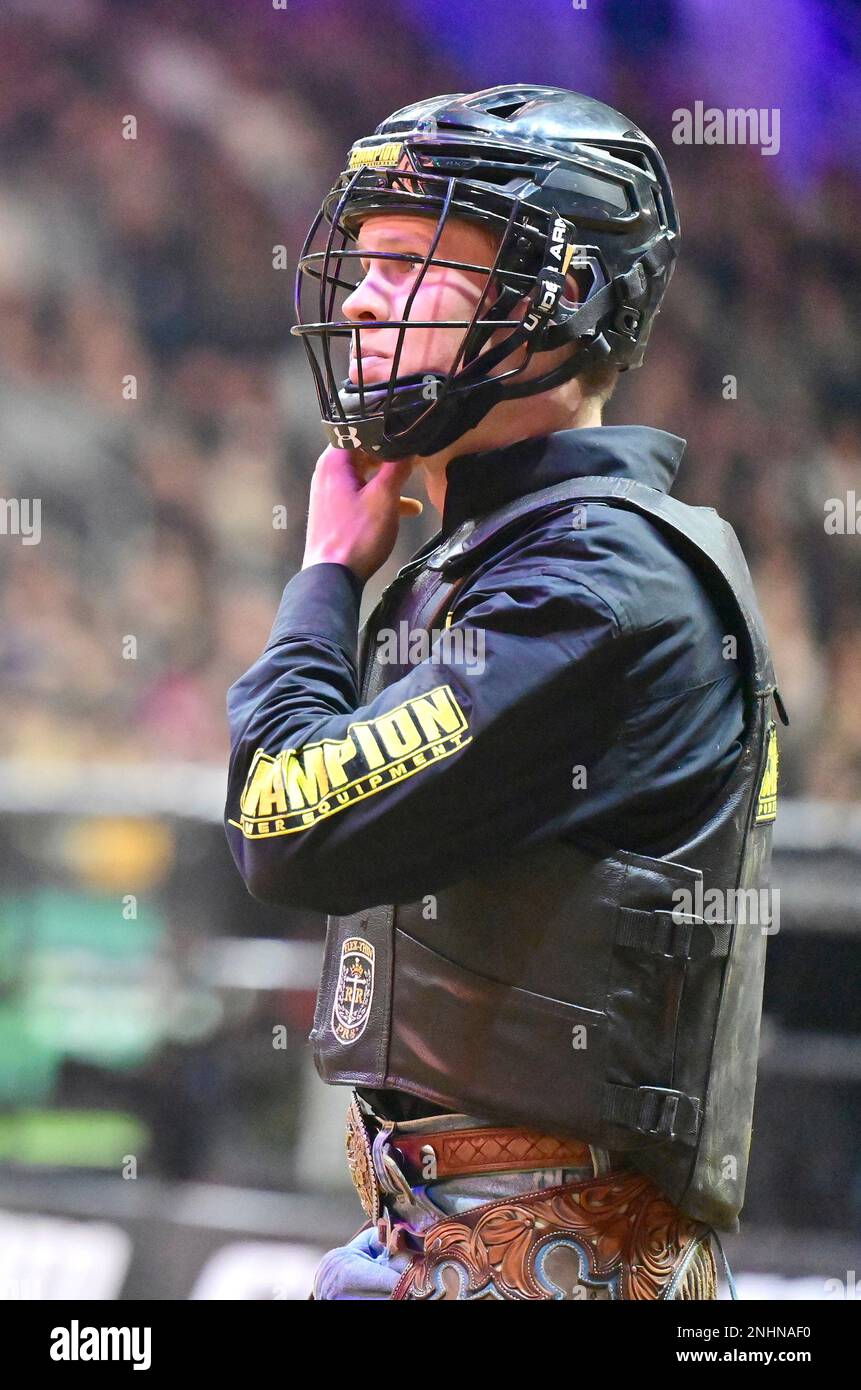 ST. LOUIS, MO - DECEMBER 03: Bullrider Briggs Madsen waits on his score ...