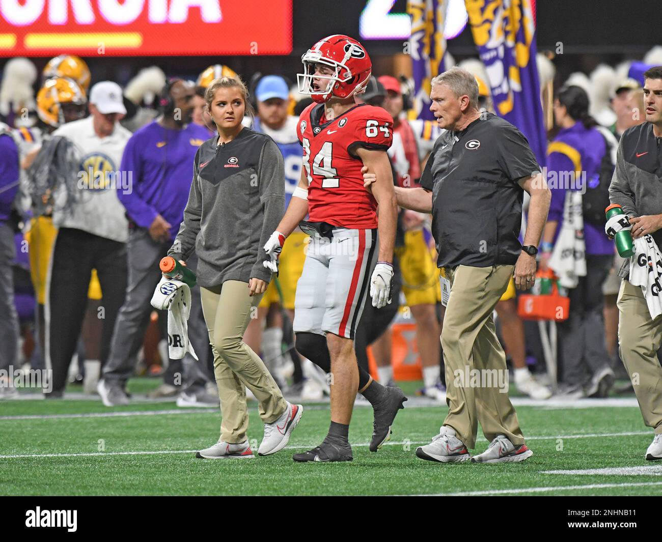 ATLANTA, GA - DECEMBER 03: An injured Georgia Bulldogs Wide Receiver ...