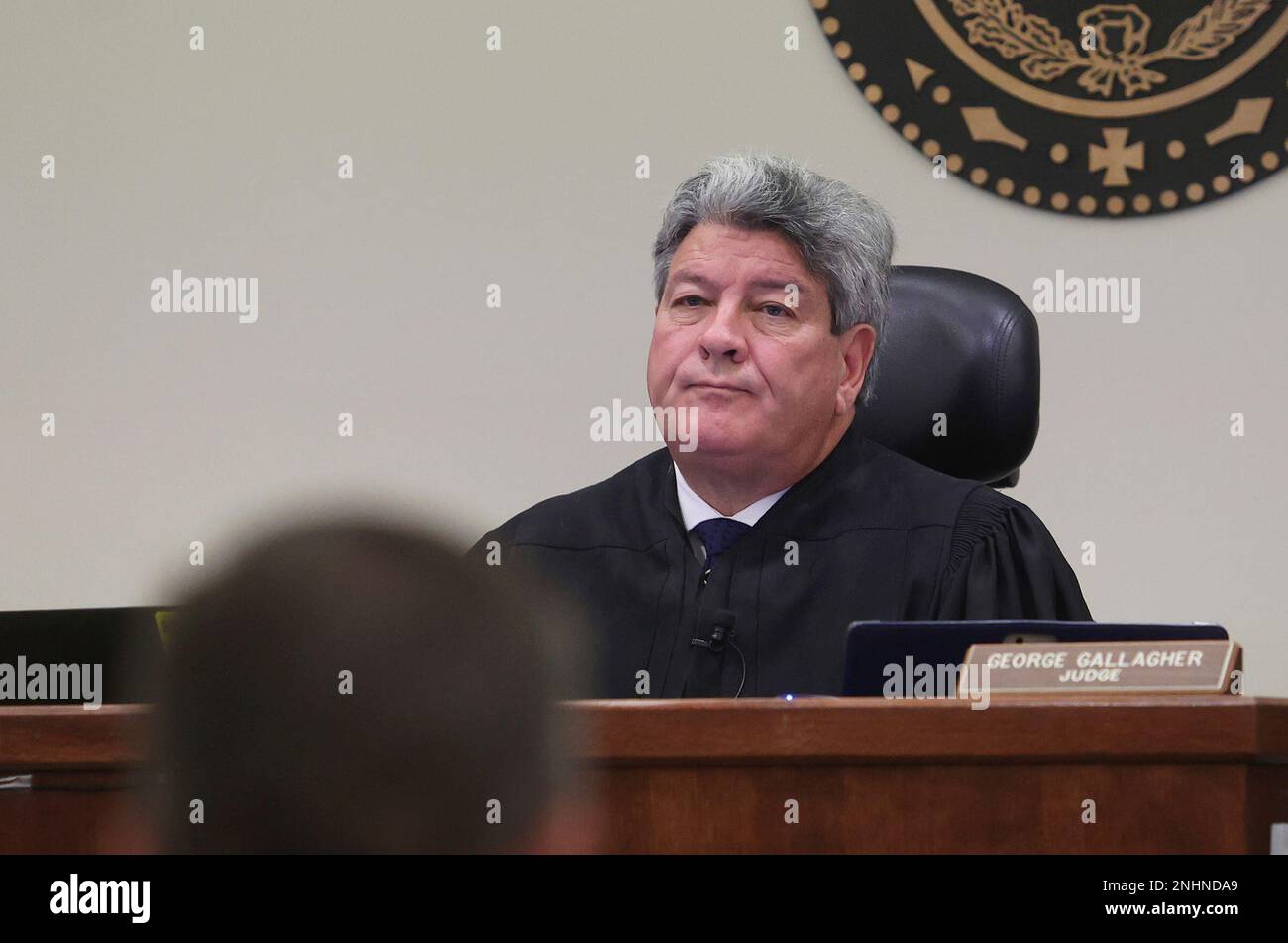 396th District Court Judge George Gallagher presides over the murder ...