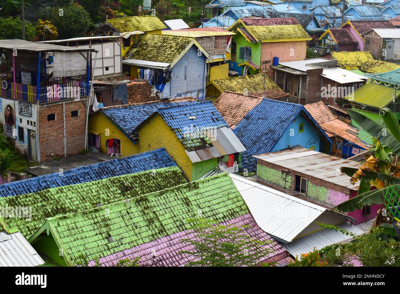 View of Colorful Jodipan village (Kampung Warna Warni Jodipan) in ...